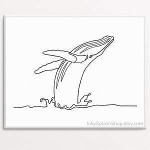 Humpback Whale Single Line Drawing Minimalist Whale Print Marine Home ...