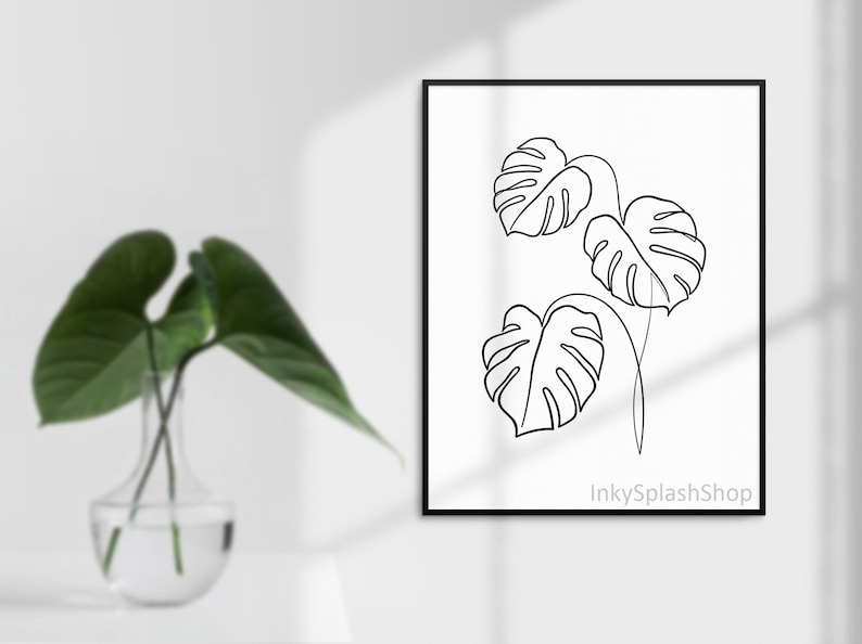 Monstera One Line Drawing Printable Minimalist Botanical Print - Etsy
