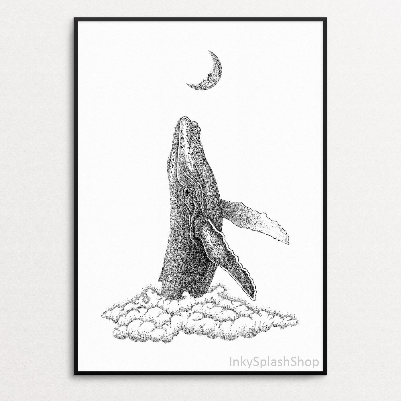 Humpback Whale Breaching Drawing