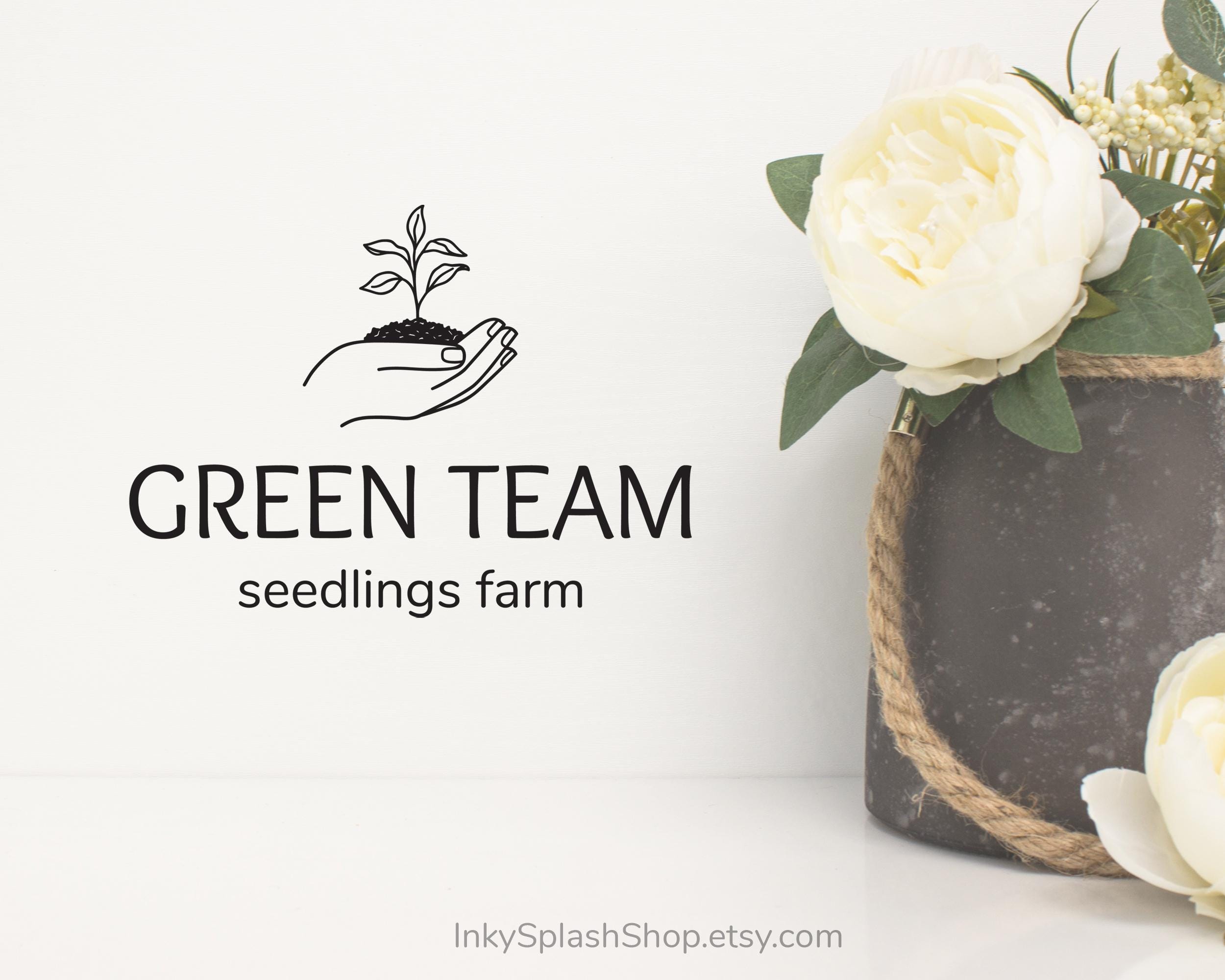Gardening Premade Logo Hand Holding Plant Logo Customized Seedling Logo ...