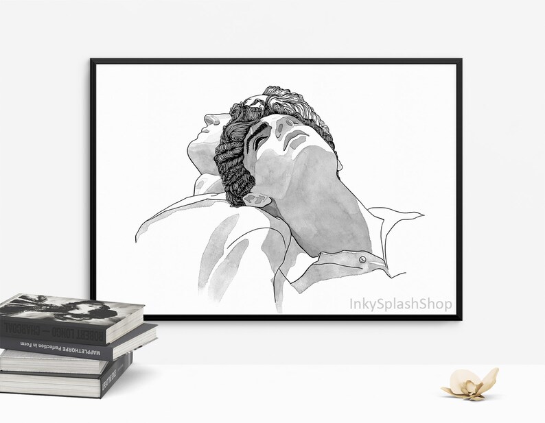 Call Me by Your Name Art Printable Elio and Oliver Ink Watercolour ...