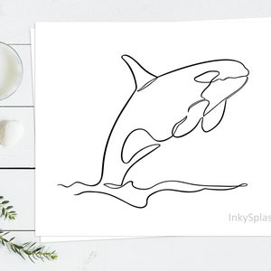 Orca Continuous Line Drawing Killer Whale Minimalist Art - Etsy