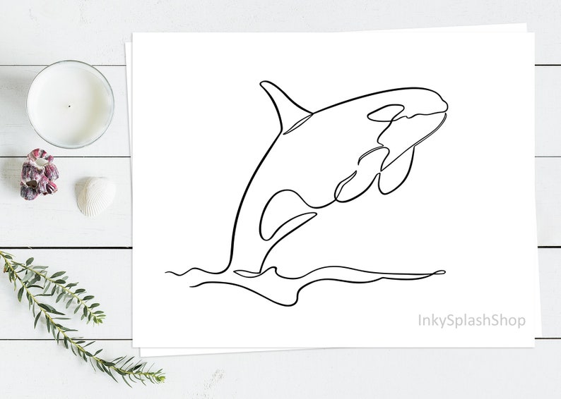 Orca Continuous Line Drawing Killer Whale Minimalist Art - Etsy