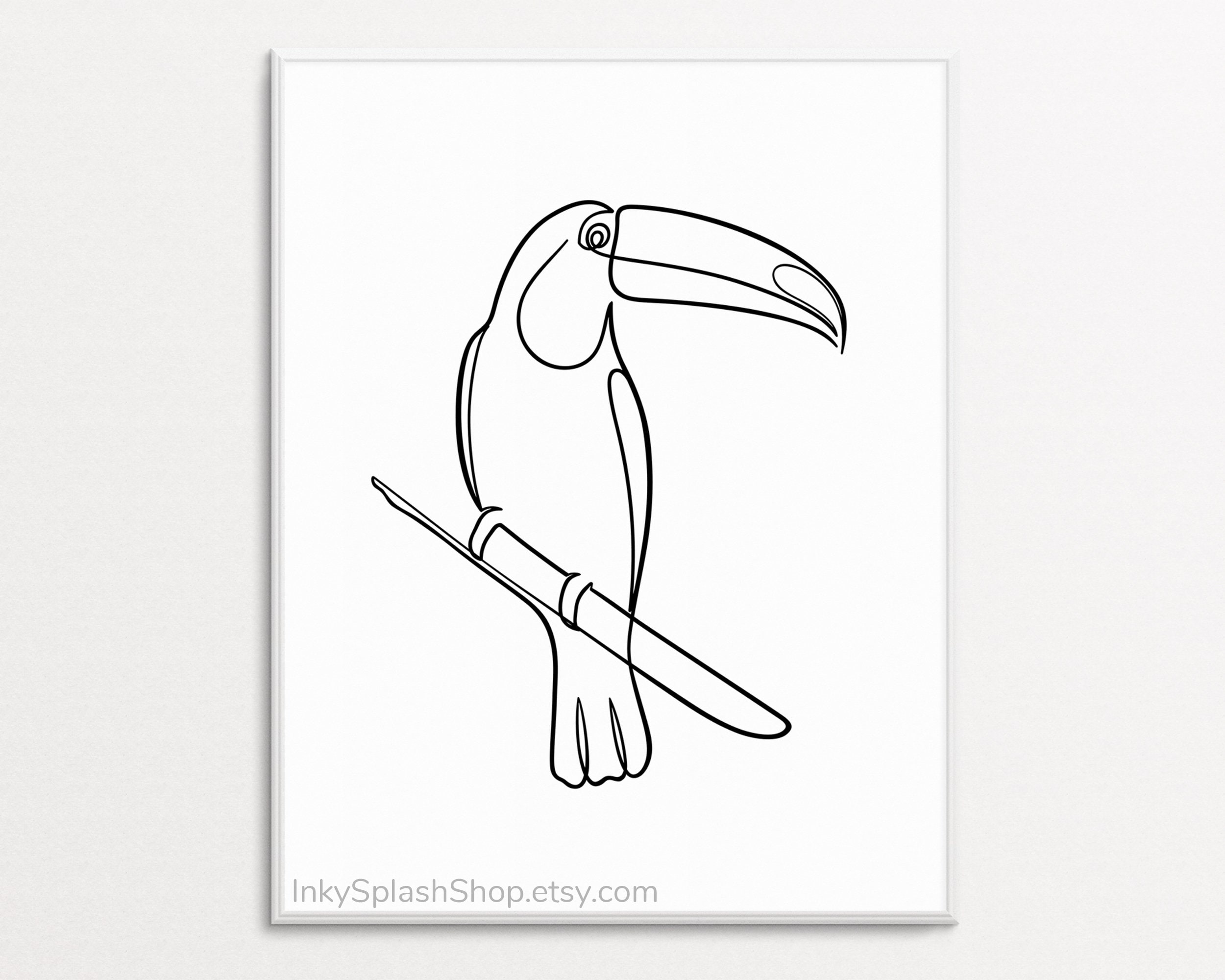 Toucan Line Drawing Tropical Bird Wall Art Printable Minimalist Home ...