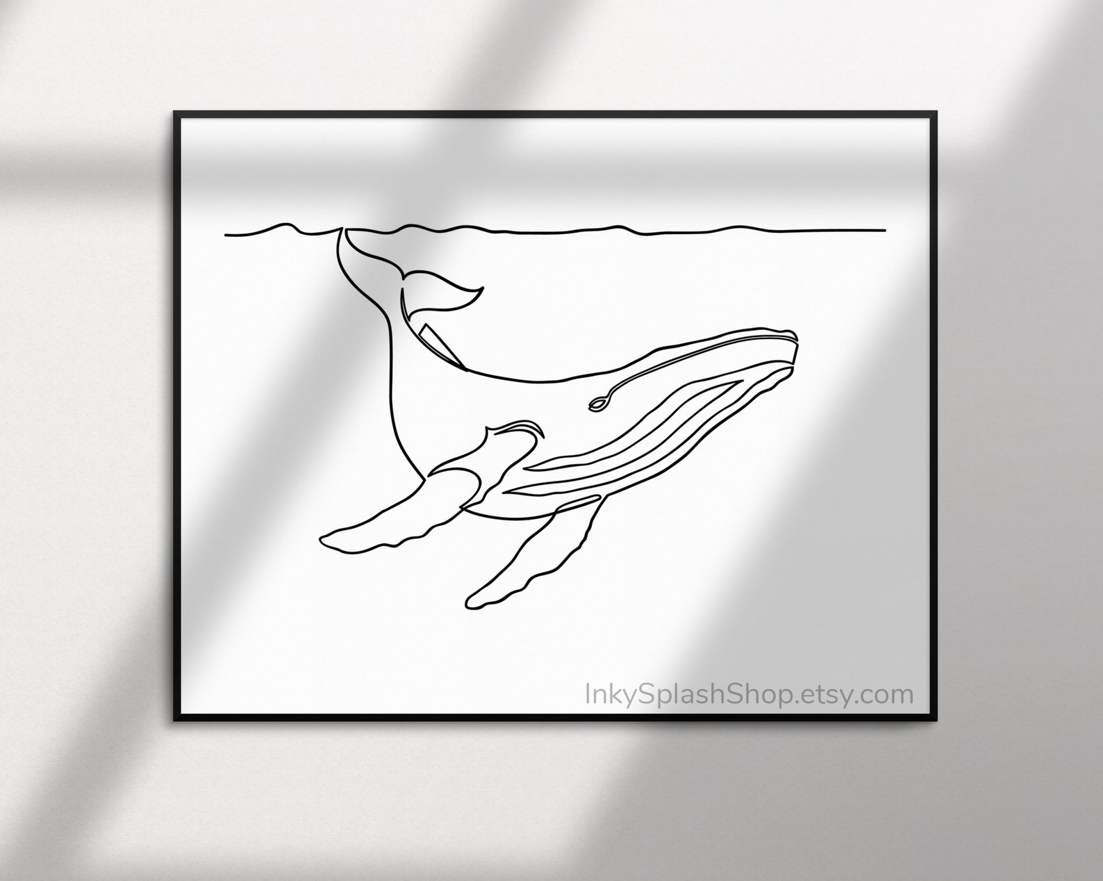Whale One Line Art Printable Simple Ocean Animal Print Humpback Whale ...