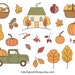 Cozy Autumn Clip Art Fall Leaves, Pumpkins Doodles Harvest Season ...