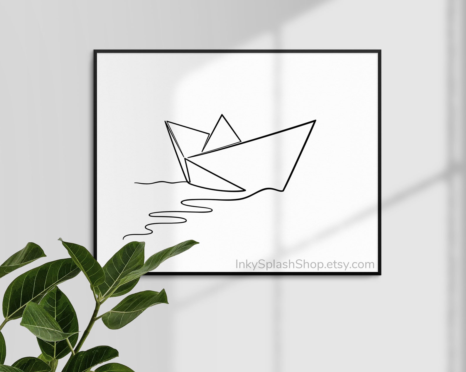 Paper Boat Line Art Printable Minimalist Origami Print Modern Kids Room ...