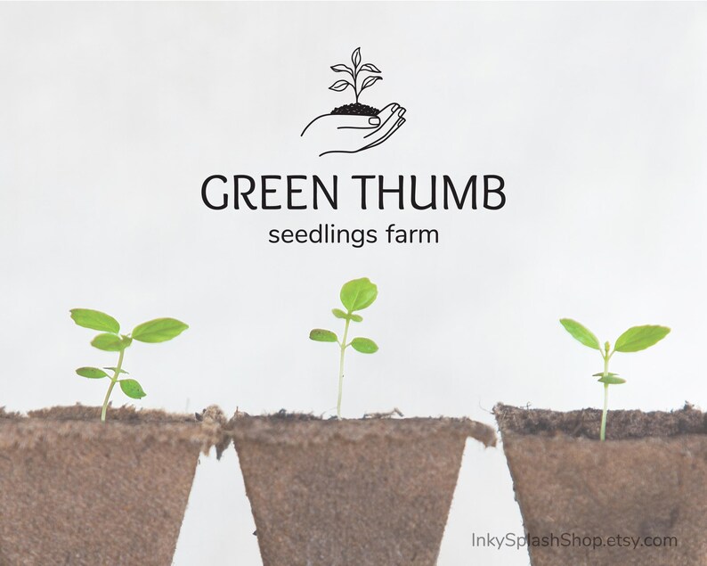 Gardening Premade Logo Hand Holding Plant Logo Customized Seedling Logo ...