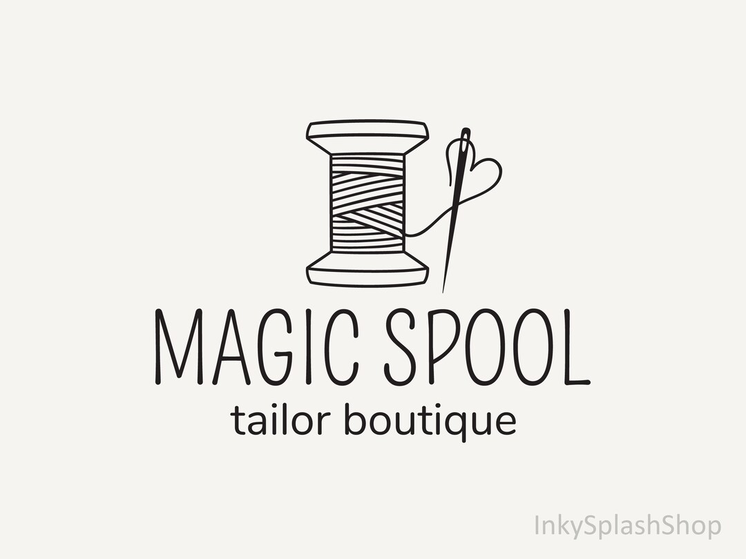 Sewing Heart Logo Spool of Thread and Needle Logo Tailor Shop, Craft ...