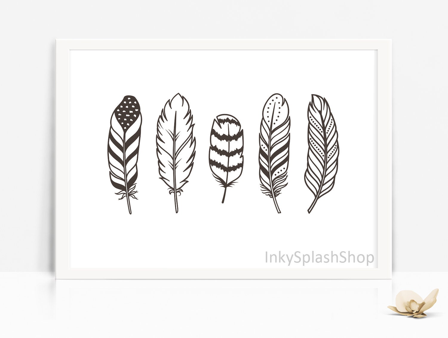 Feathers PRINTABLE Wall Art Boho Bedroom Decor Tribal Kids Room Poster ...