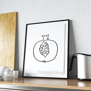 Pomegranate Line Art PRINTABLE Simple Fruit Drawing Print - Etsy
