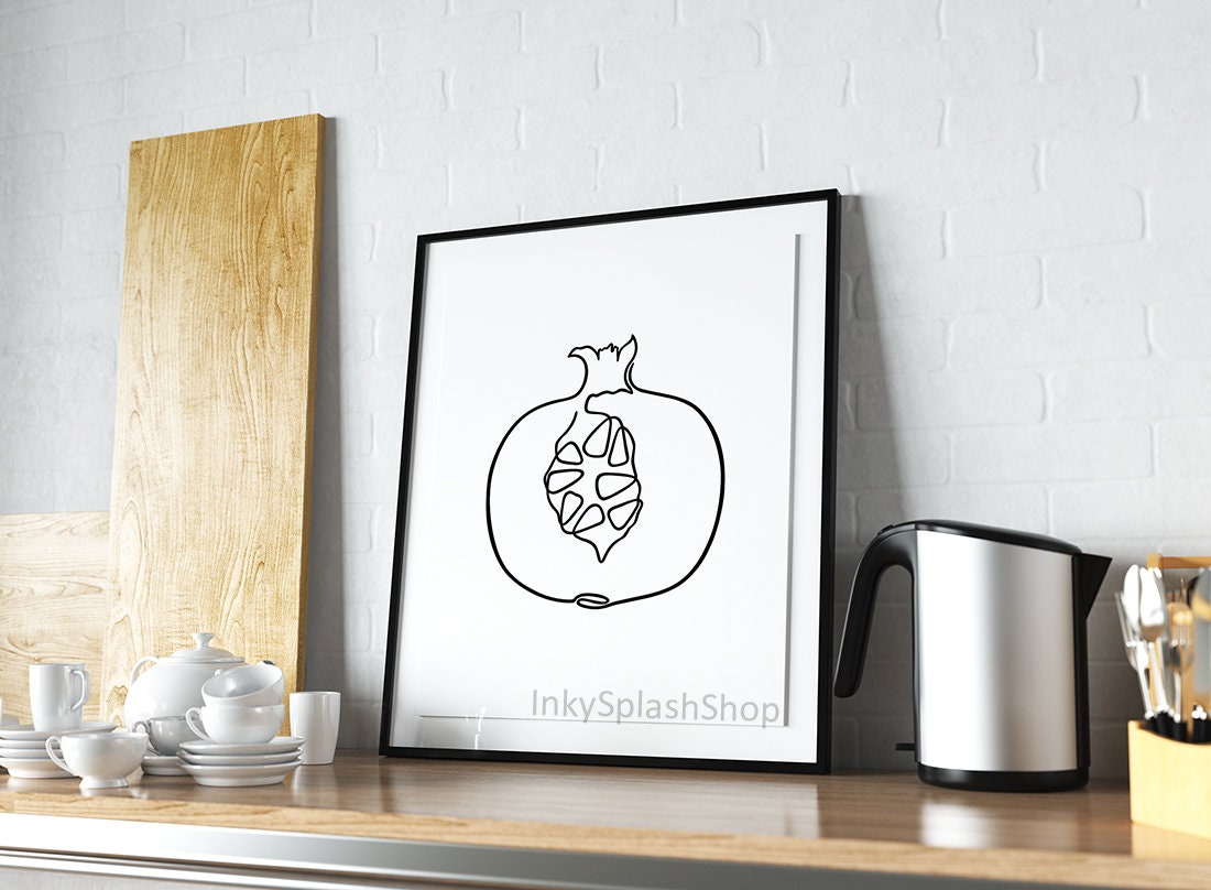 Pomegranate Line Art PRINTABLE Simple Fruit Drawing Print - Etsy