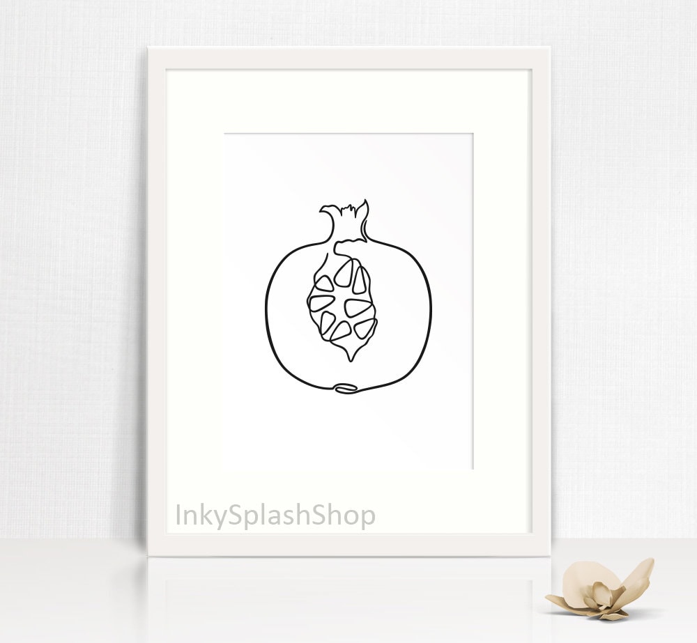 Pomegranate Line Art PRINTABLE Simple Fruit Drawing Print - Etsy