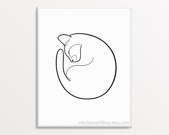 Cat Curled Up Drawing