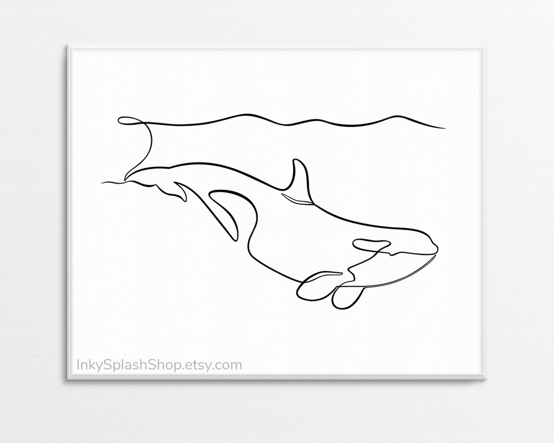 Orca Wall Art Printable Killer Whale Minimal Print Ocean Animal One ...