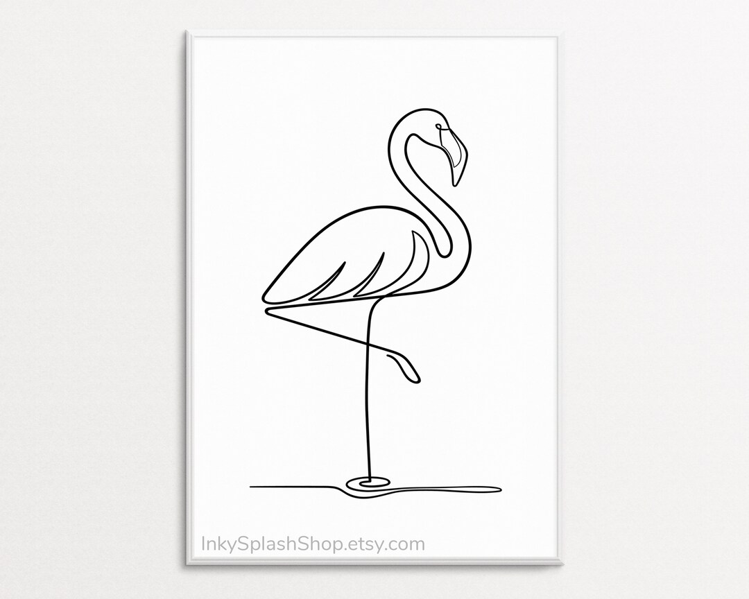 Flamingo One Line Drawing. Minimalist Bird Printable Art. Modern Nature ...