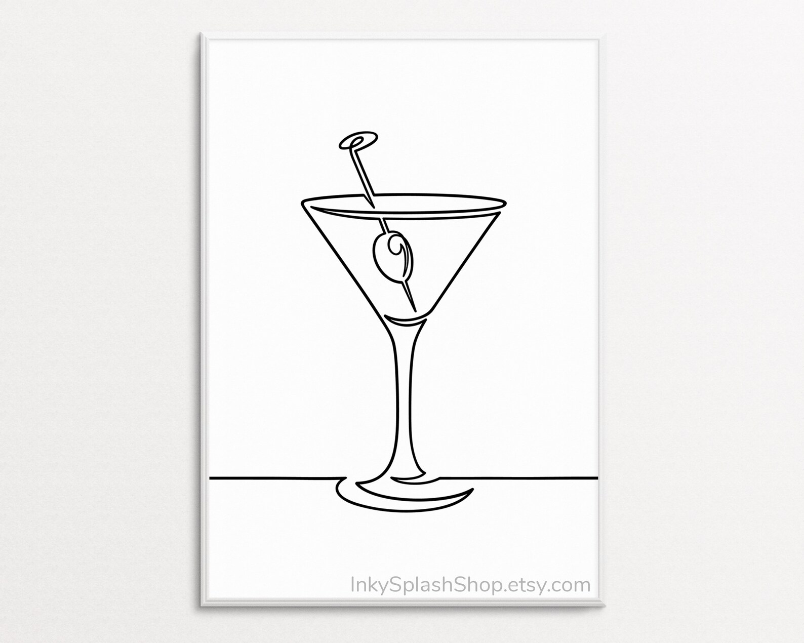 Cocktail One Line Art Printable Martini Glass Minimalist Drawing Print ...