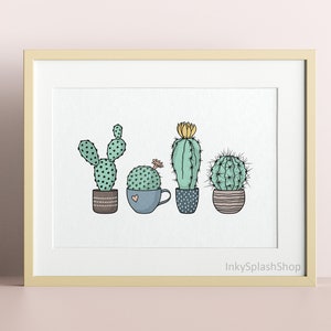 Cactus Pots Print House Plants Printable Wall Art Cacti Flower - Etsy