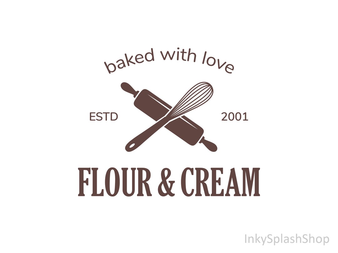 Rolling Pin & Whisk Premade Logo. Personalized Classic Logo Design for ...