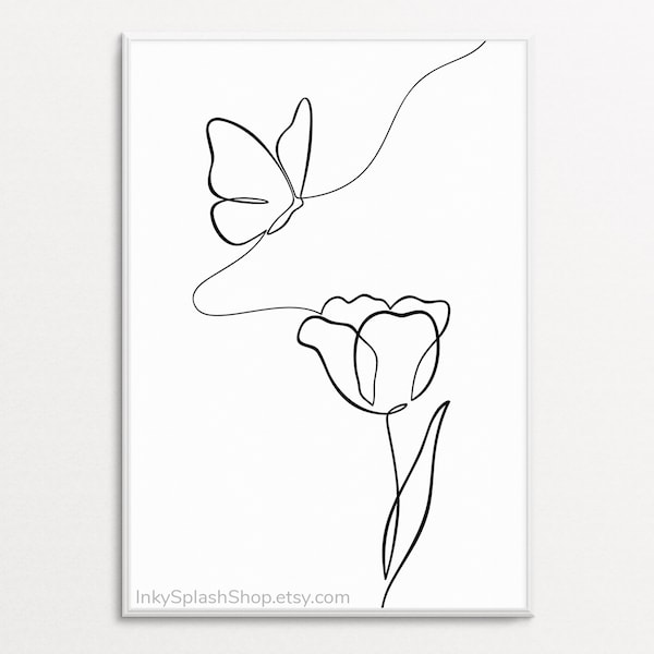 Minimalist Line Flower Drawing - Etsy