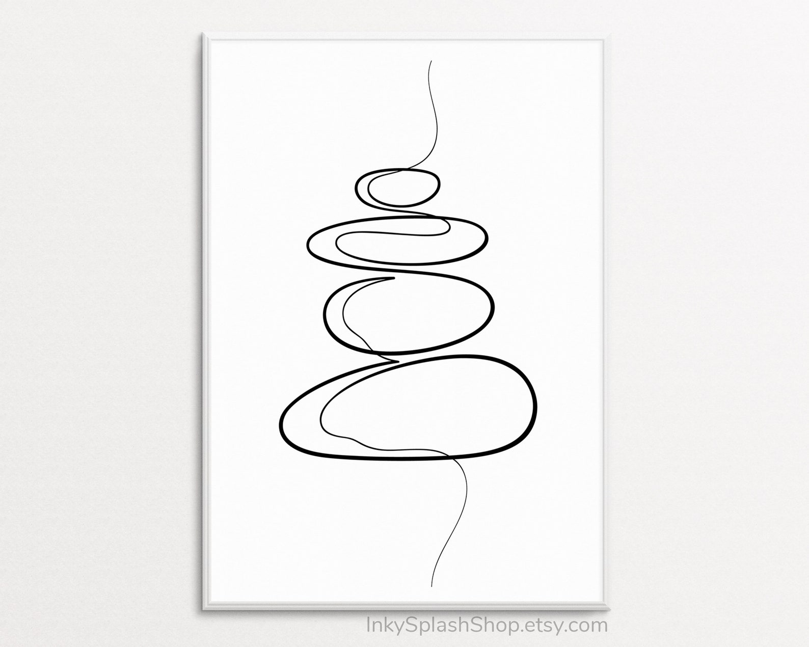 Stacked Stones Minimal Wall Art Zen Balance Pebbles Continuous Line ...