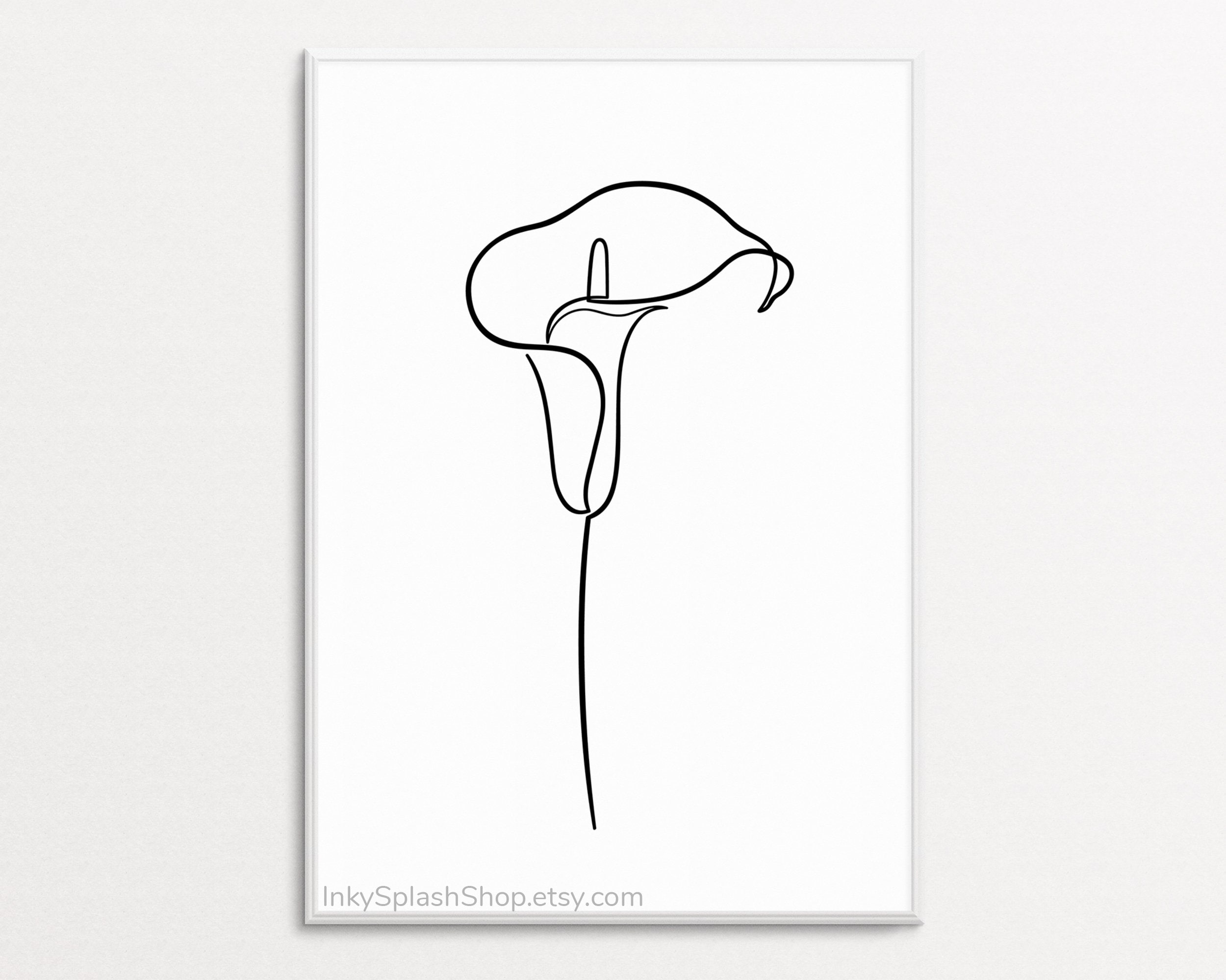 Calla Lily Flower Line Drawing Abstract Floral Wall Art Printable ...