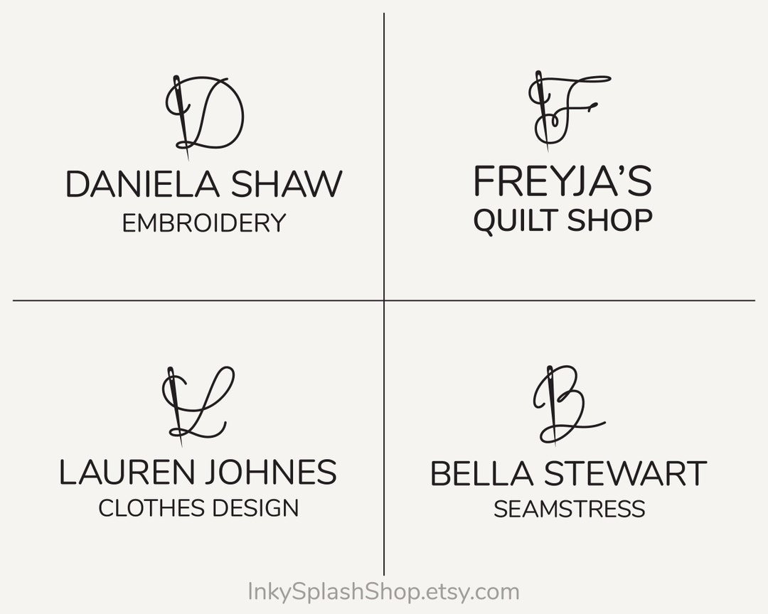 Needle & Letter Personalized Logo Needle and Thread Premade Logo for ...