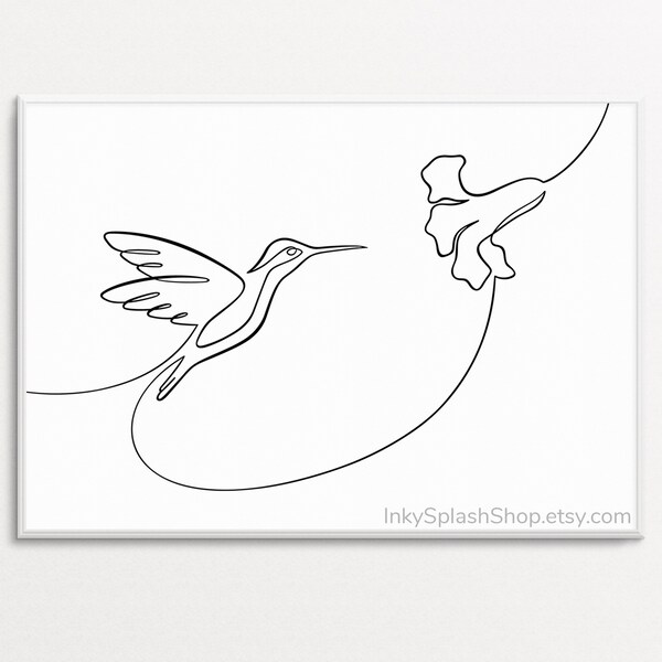 Hummingbird Line Drawing - Etsy