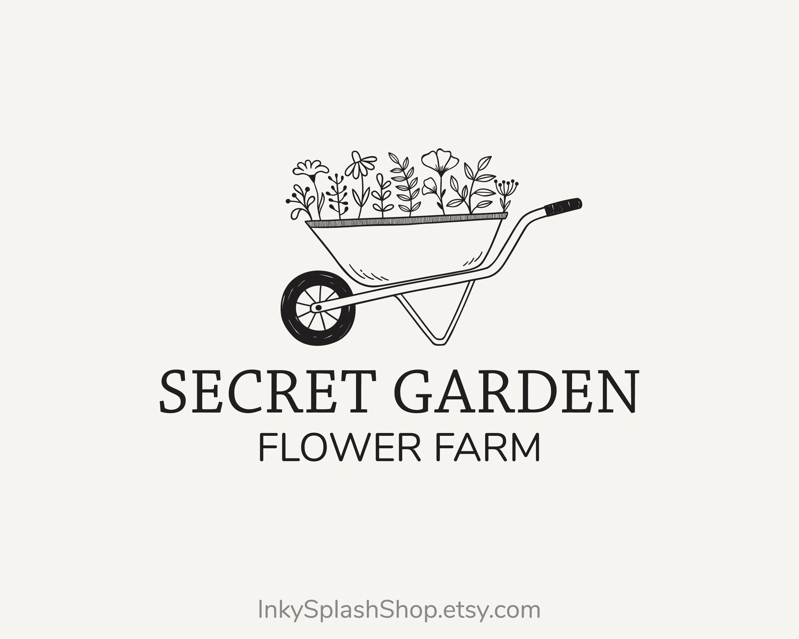 Premade Gardening Logo Wheelbarrow and Flowers Customized Logo for ...