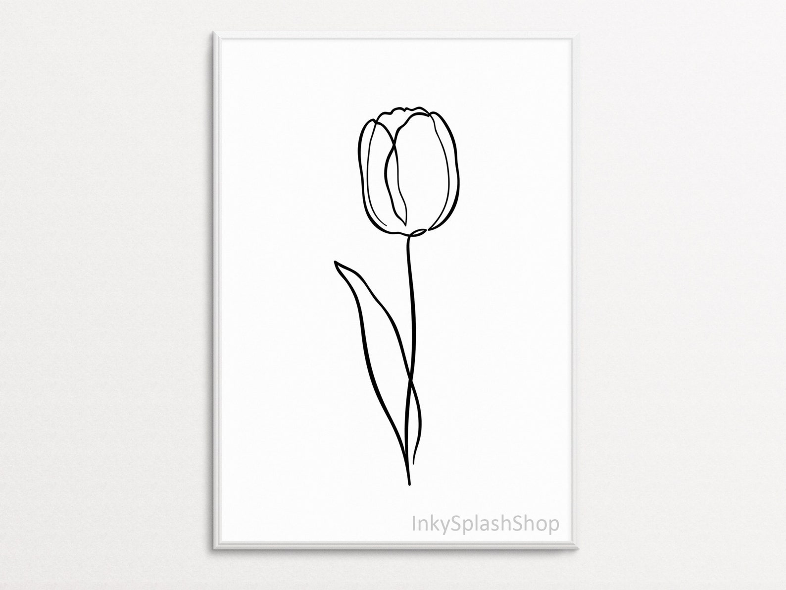Tulip One Line Drawing Printable Simple Flower Wall Art - Etsy