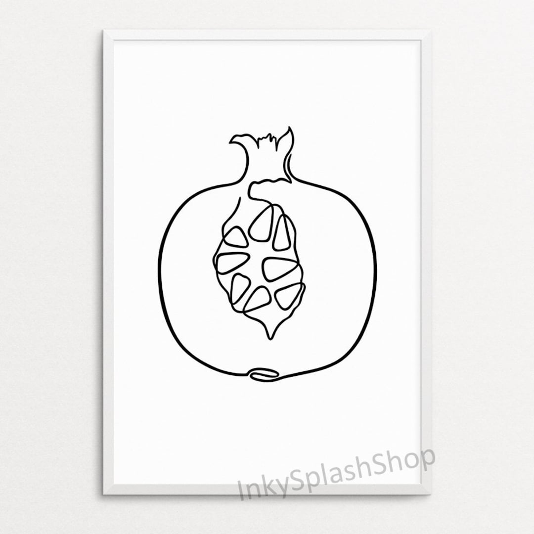 Pomegranate Line Art PRINTABLE Simple Fruit Drawing Print - Etsy