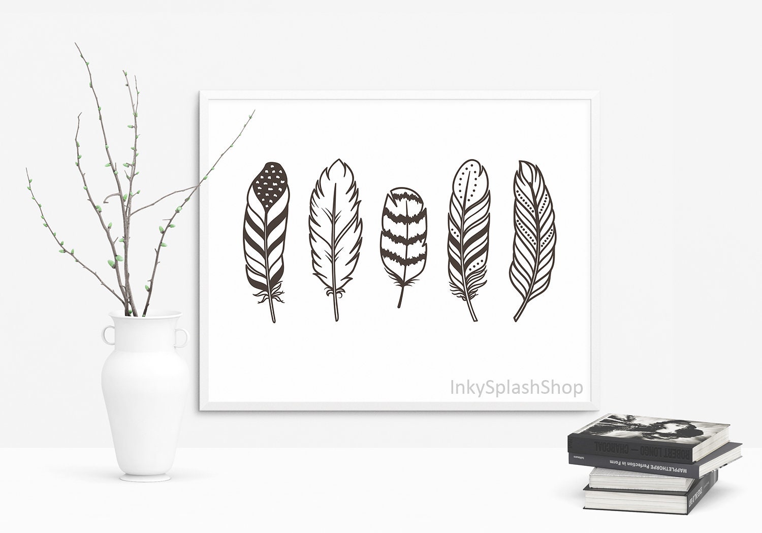 Feathers PRINTABLE Wall Art Boho Bedroom Decor Tribal Kids Room Poster ...