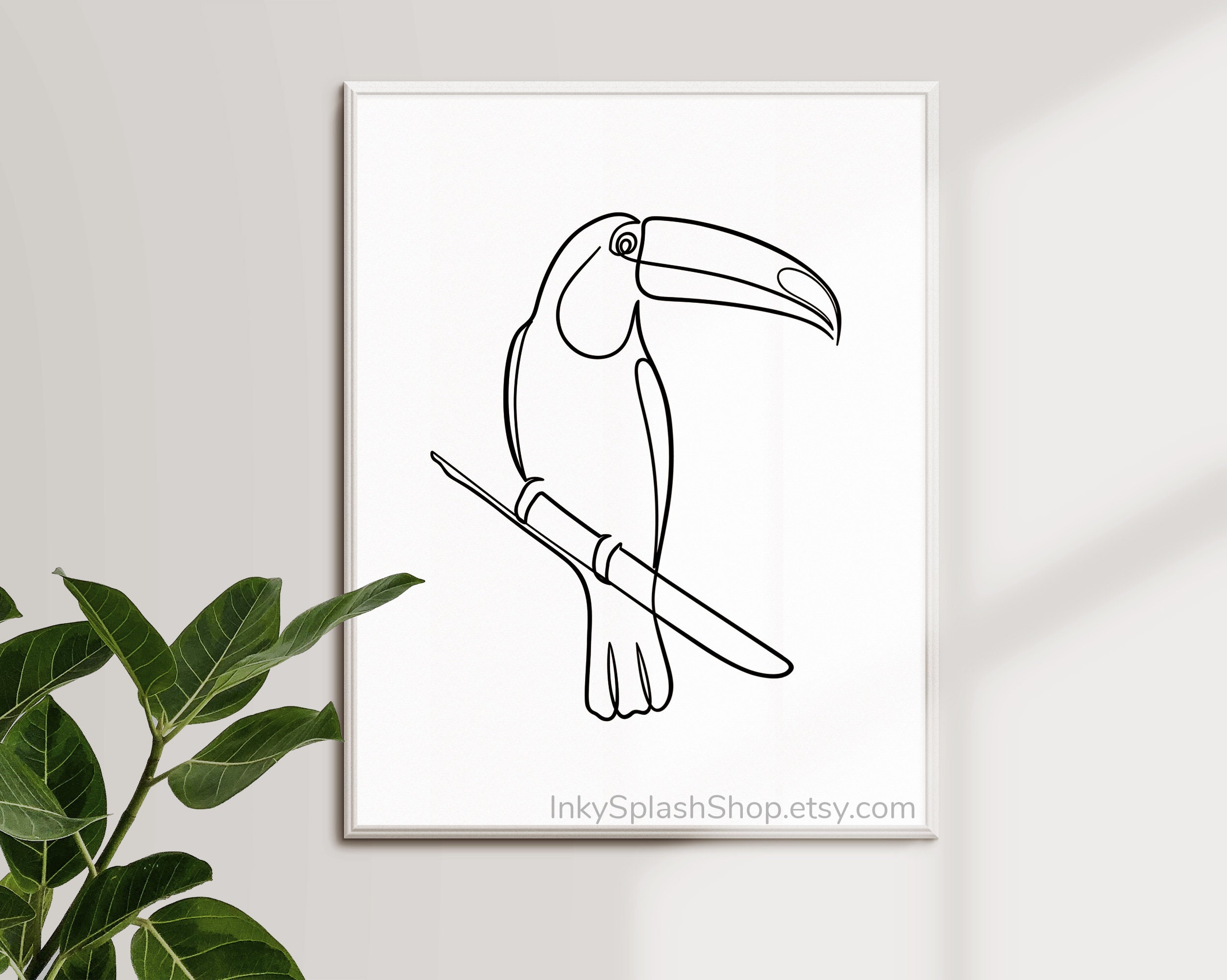 Toucan Line Drawing Tropical Bird Wall Art Printable Minimalist Home ...