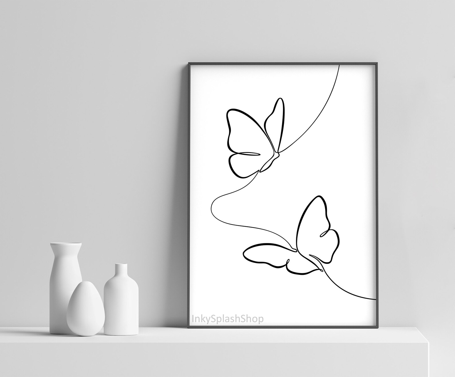 Minimalist Butterfly Print Two Butterflies Flying Continuous - Etsy