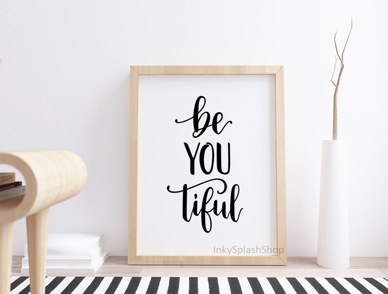 Be You Tiful Printable Wall Art Teen Girl Room Dorm Decor Bedroom Sign ...