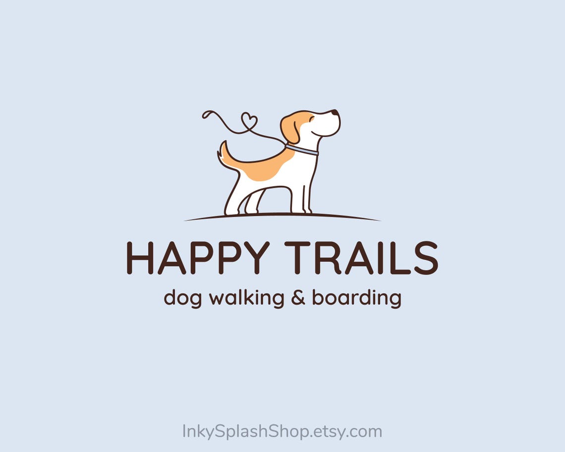 Premade Dog Logo Cute Pup With Leash Heart Personalized Logo for Dog ...