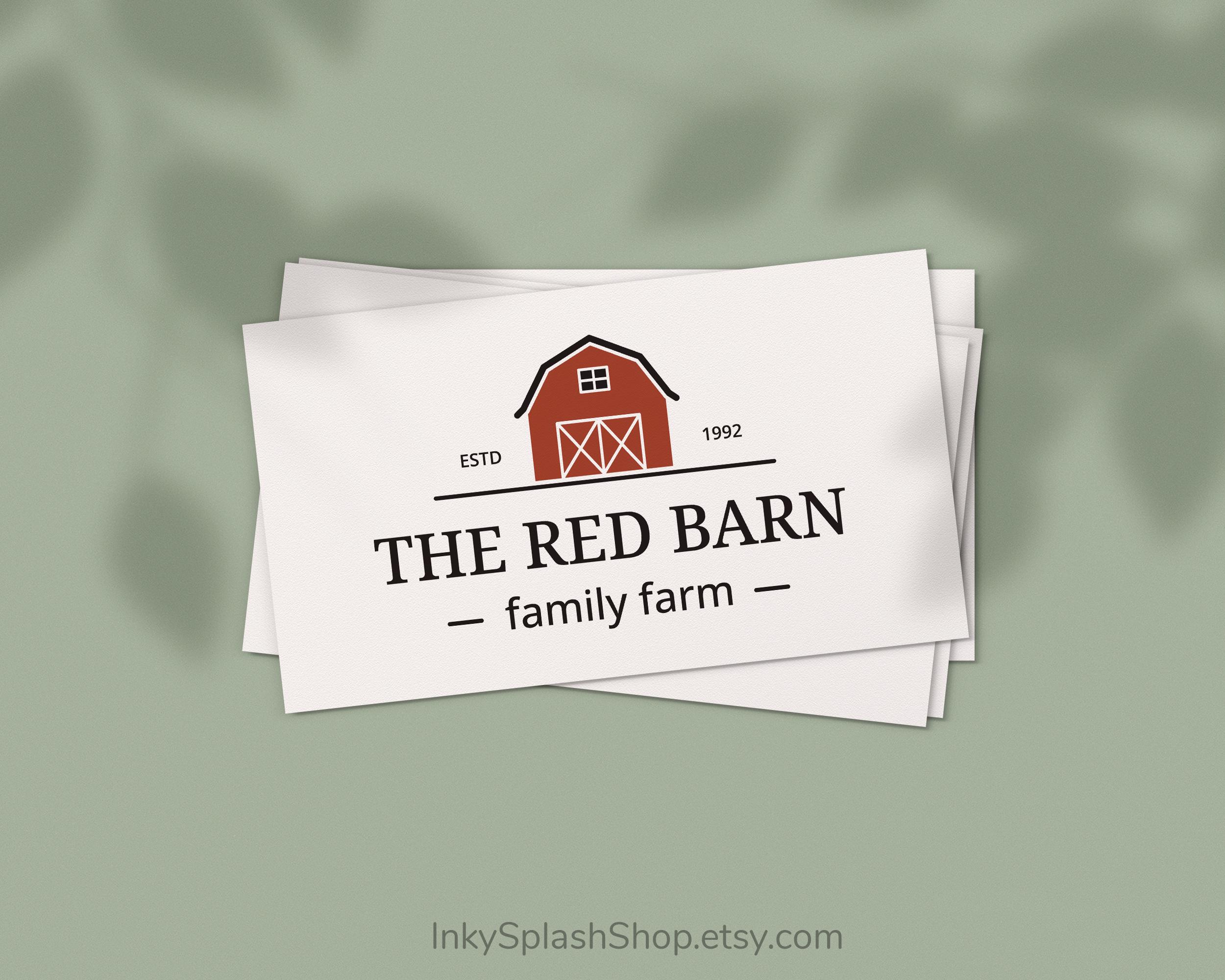 Red Barn Logo Premade Farm Logo Customized Logo for Organic Farming ...