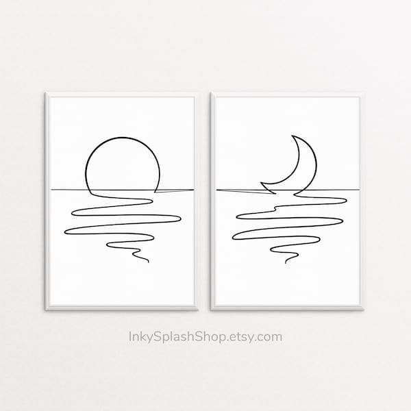Simple Sun and Moon Art - Etsy