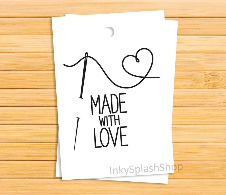 Sewn With Love Tags Printable. Made With Love Product Tags. - Etsy
