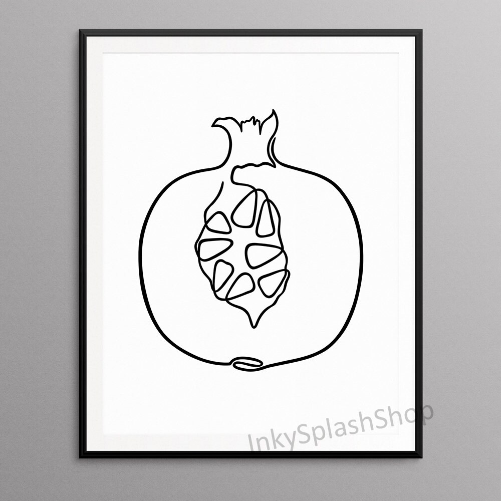 Pomegranate Line Art PRINTABLE Simple Fruit Drawing Print - Etsy