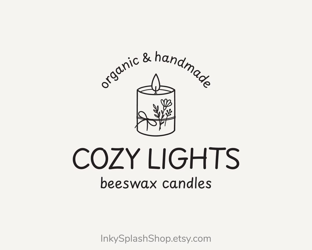 Premade Candle Logo. Personalized Floral Logo for Handmade Candles and ...