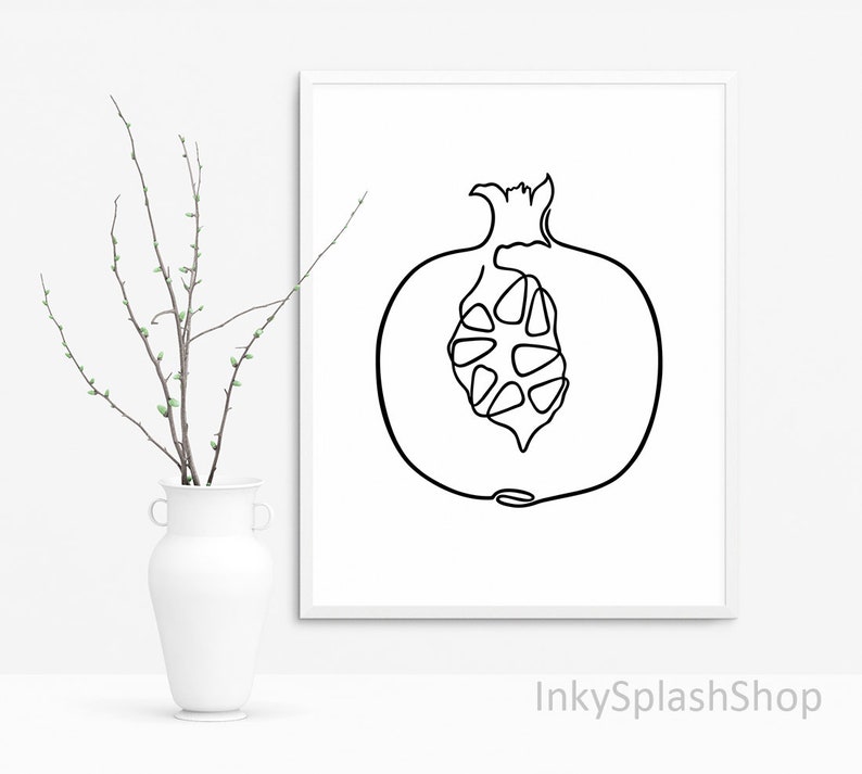 Pomegranate Line Art PRINTABLE Simple Fruit Drawing Print - Etsy