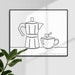 Coffee Line Art Printable Moka Pot and Cup Continuous Line Drawing ...