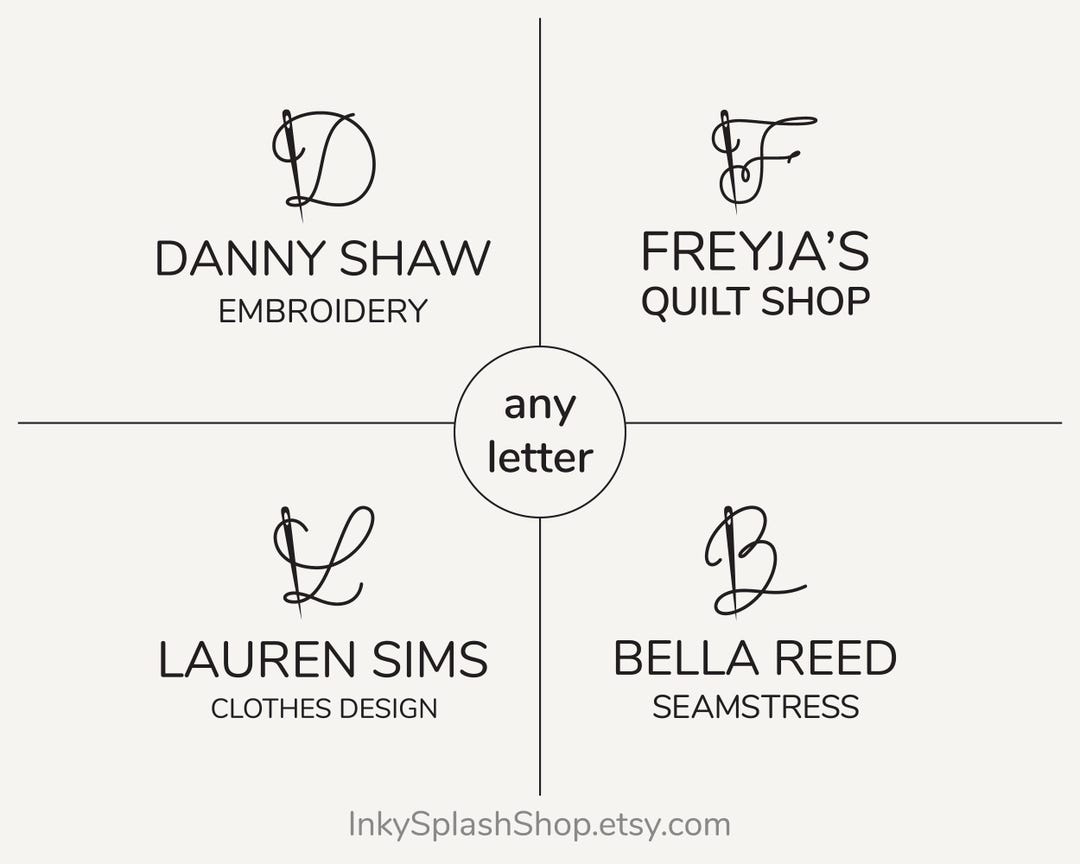 Needle & Letter Personalized Logo Needle and Thread Premade Logo for ...