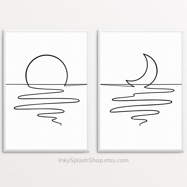Simple Sun and Moon Art - Etsy