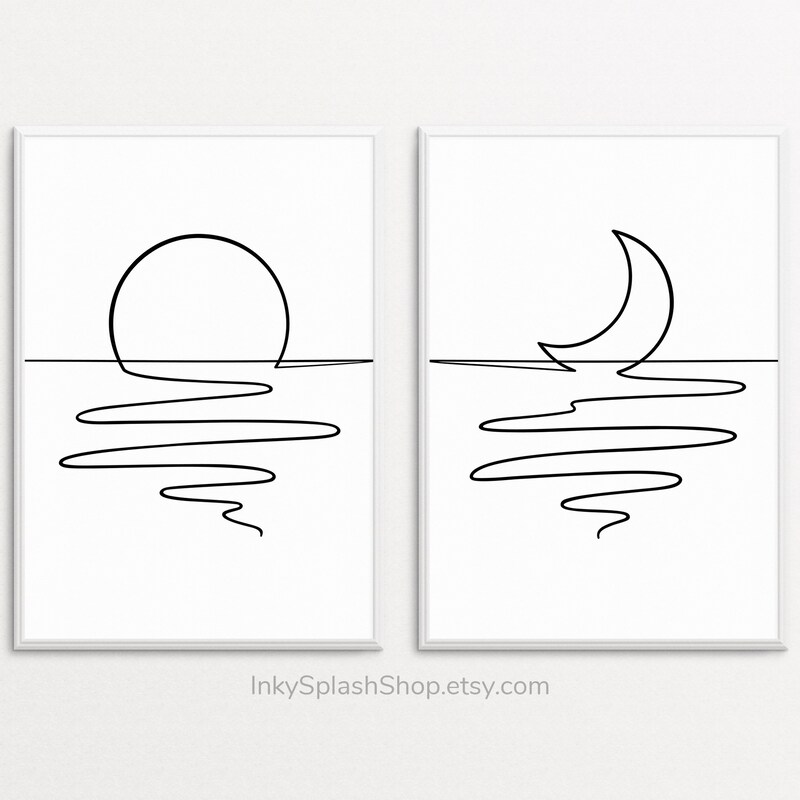 Simple Sun and Moon Art - Etsy