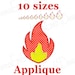 Flame Applique Embroidery Design. Flame Embroidery Design. | Etsy
