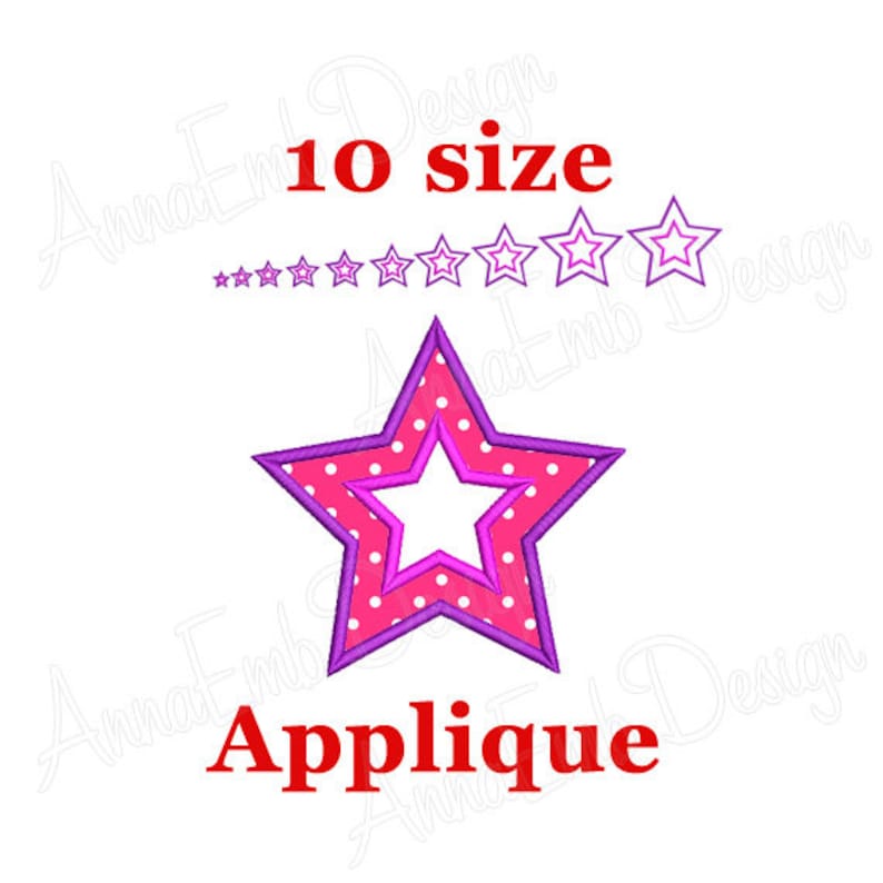 Star Applique Embroidery Design. Star Mini. Machine Embroidery - Etsy