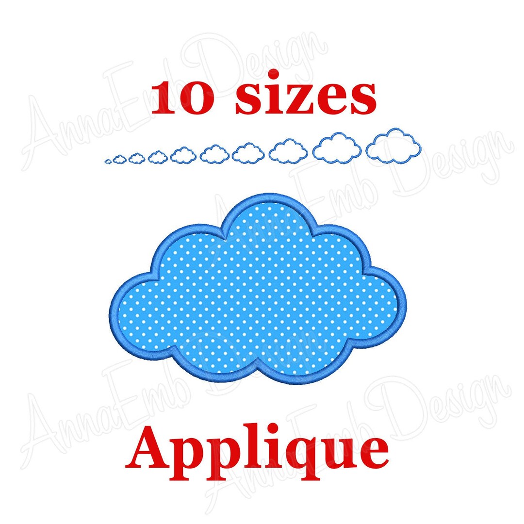 Cloud Applique Embroidery Design. Cloud Embroidery Design. Cloud Mini ...
