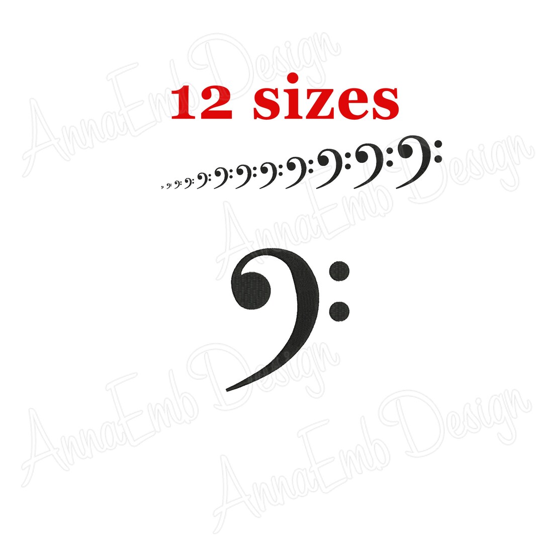 Bass Clef Embroidery Design. Machine Embroidery Design. Bass Clef ...